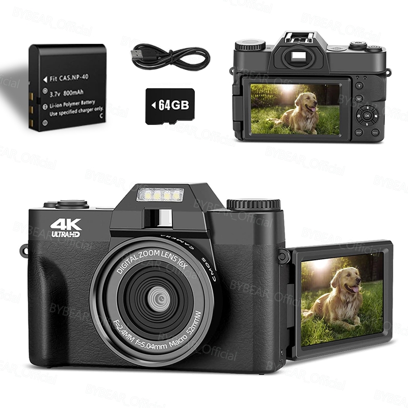 Digital Camera 48MP 4K Vlogging Camera with 16X Auto Focus Retro ...