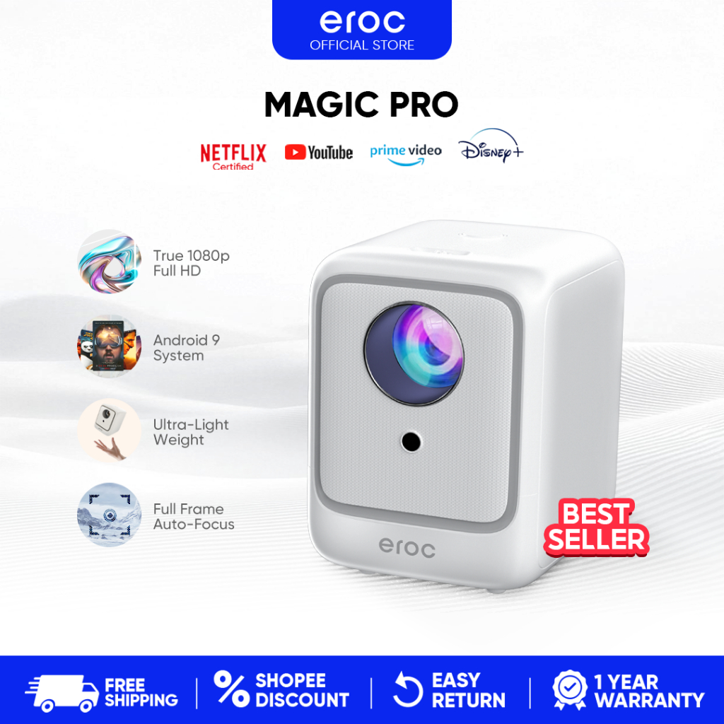 【BESTSELLER】Eroc Magic Pro Projector Android Netflix Portable Home ...