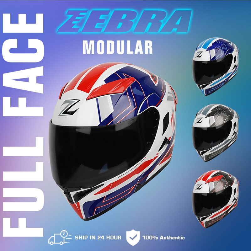 ZEBRA 627 PLUS Modular Helmet Dual Visor Helmet Full Face Motorcycle ...