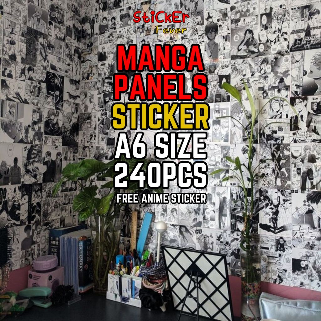 Manga Panels Sticker Anime wall Art Sticker Design A6 Size Wallpaper ...