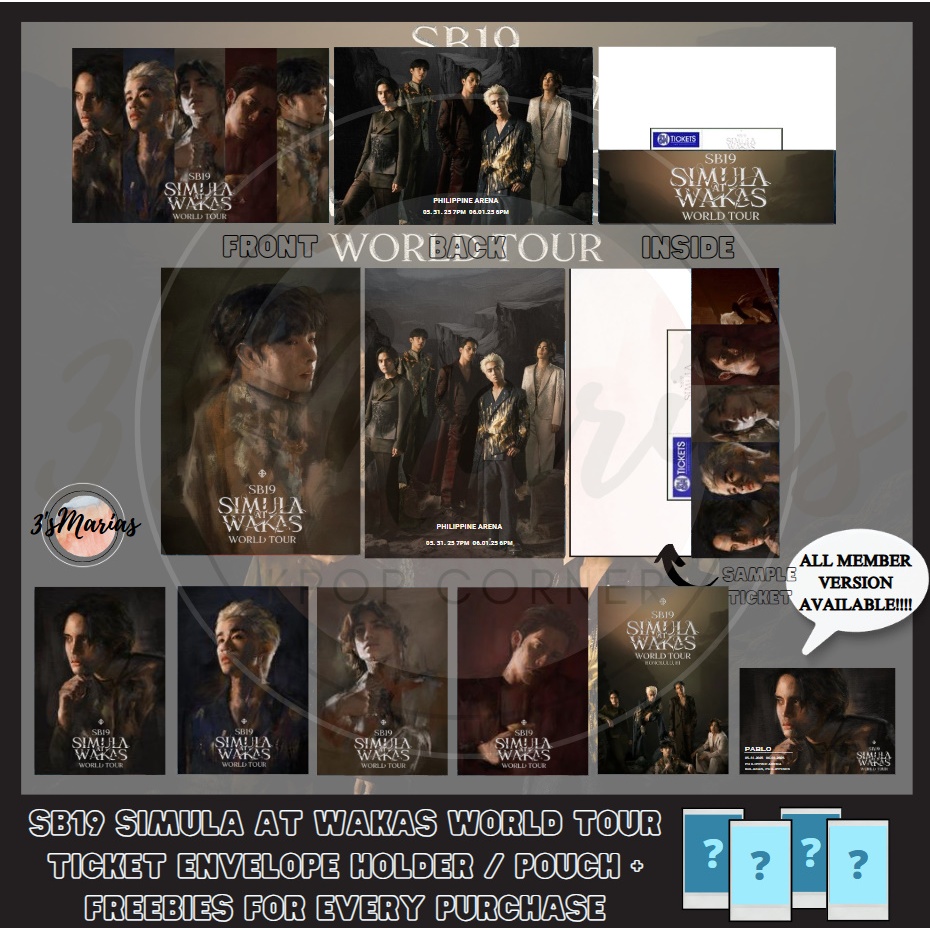 SB19 Simula at Wakas World Tour Kickoff TICKET ENVELOPE HOLDER / POUCH + freebies for every ...