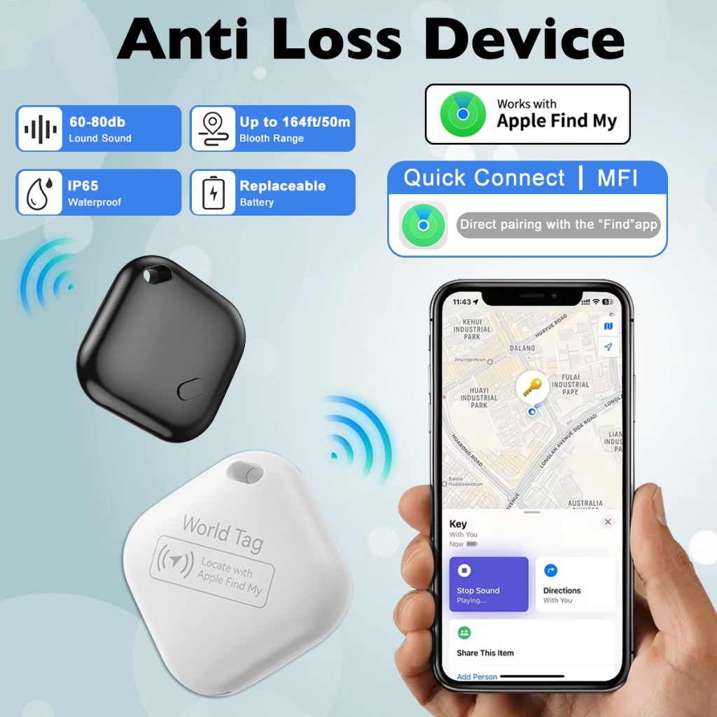Smart Mini GPS Tracker For Apple Find My App iOS Pet Kids Luggage Key ...