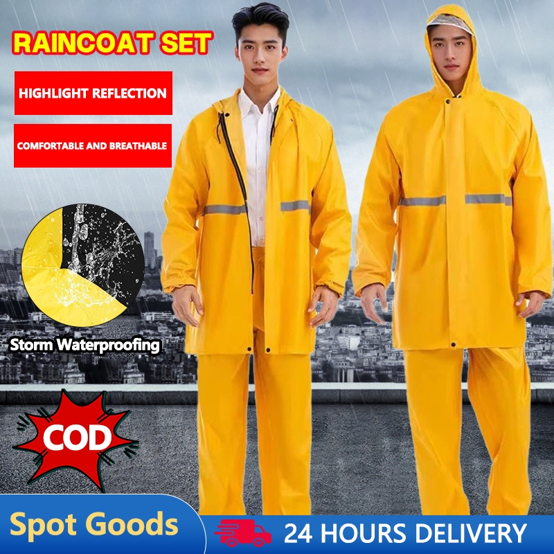 Reflective strip design Raincoat Adult raincoat Motorcycle raincoat Men ...