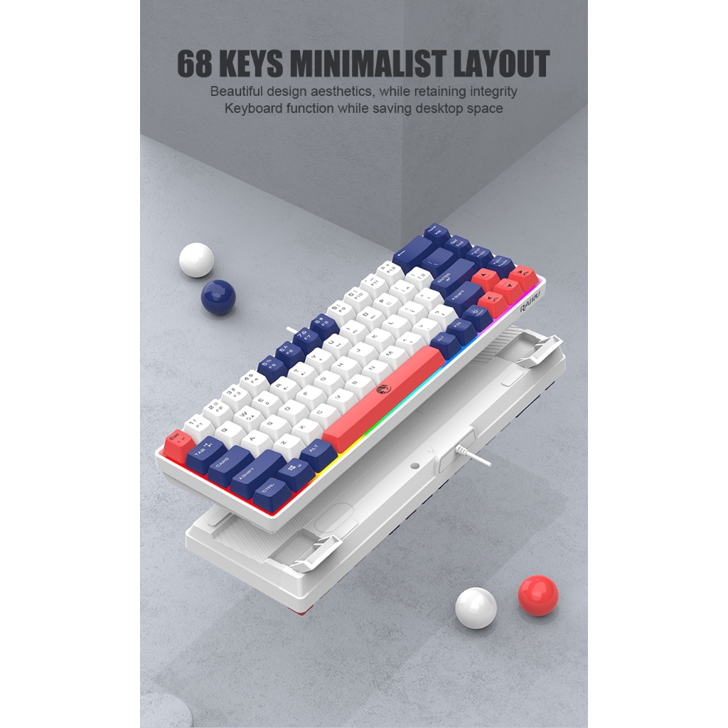 Zeus x RAIKU K68 68-Key Compact RGB Gaming Keyboard with 3 Keycaps ...