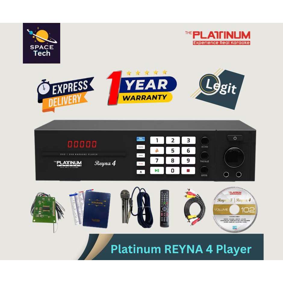 The Platinum Reyna 4 Karaoke Player With 21,000 songs VOL 102 CD with FREE Platinum Wired ...