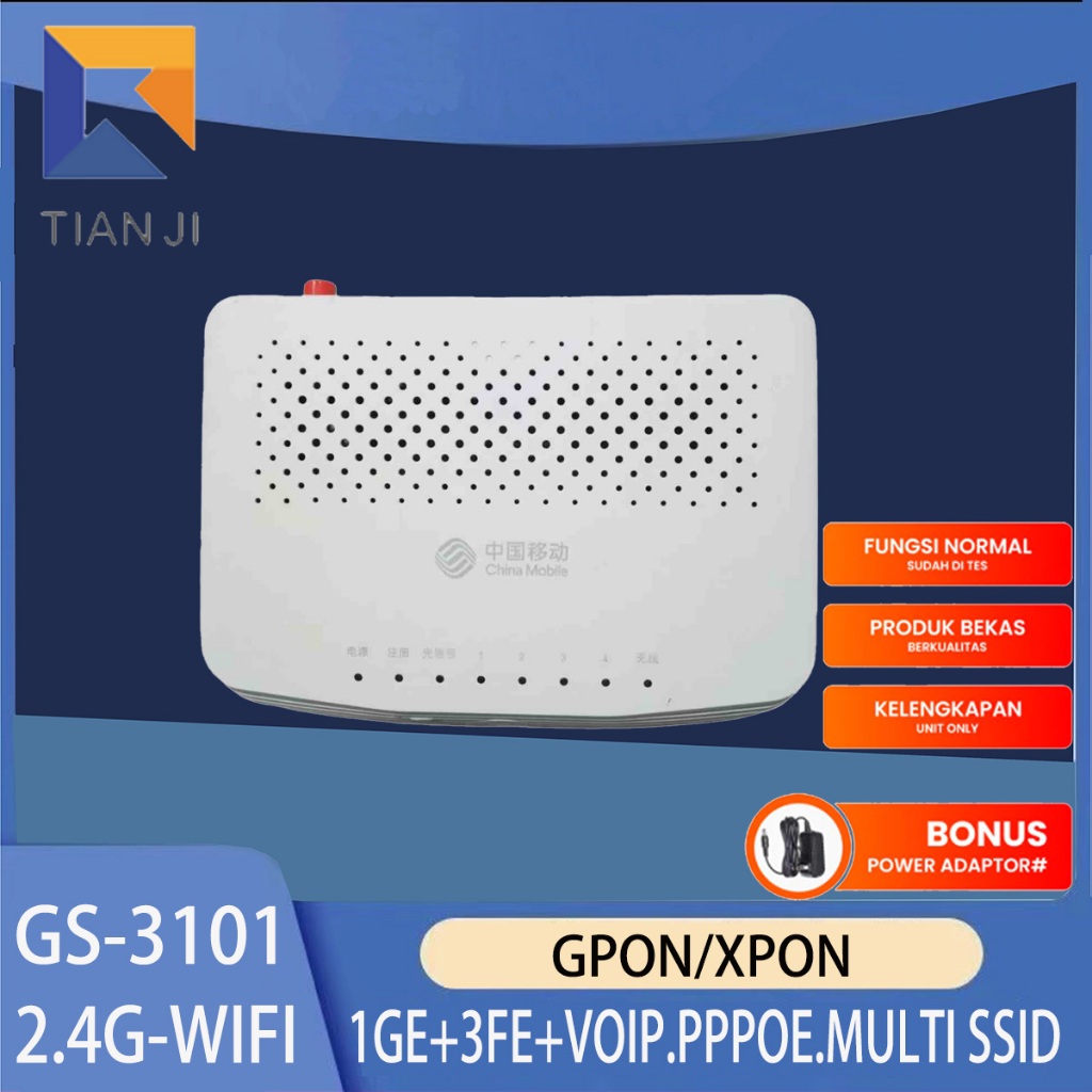 Used GS3101 XPON/GPON/EPON ONU 1GE+3FE+TEL+USB 2.4G Single-Band WiFi FTTH English Firmware Modem ...