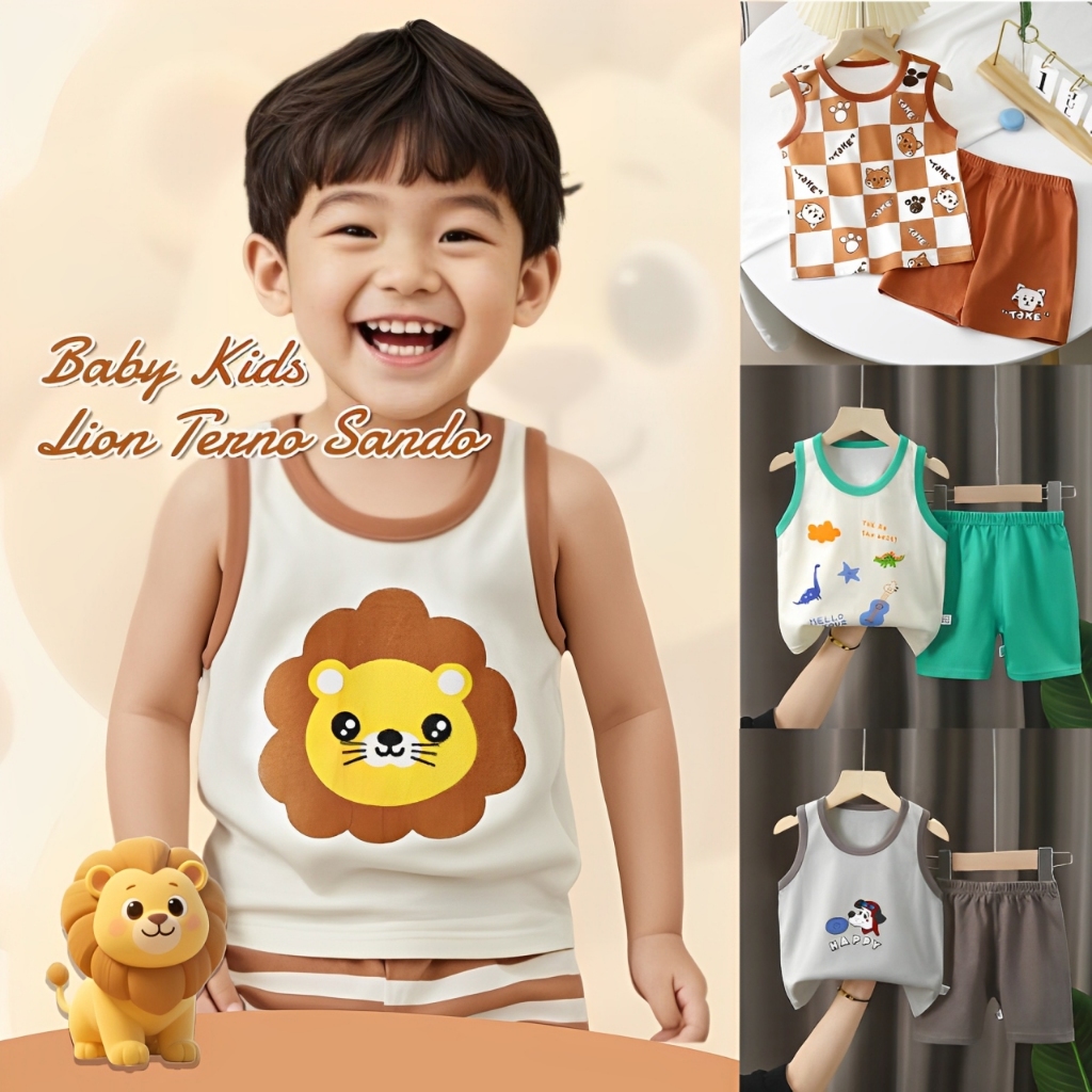 Baby Shorts Terno Cartoon Sleeveless Sando Set Pure Cotton Suit Casual ...