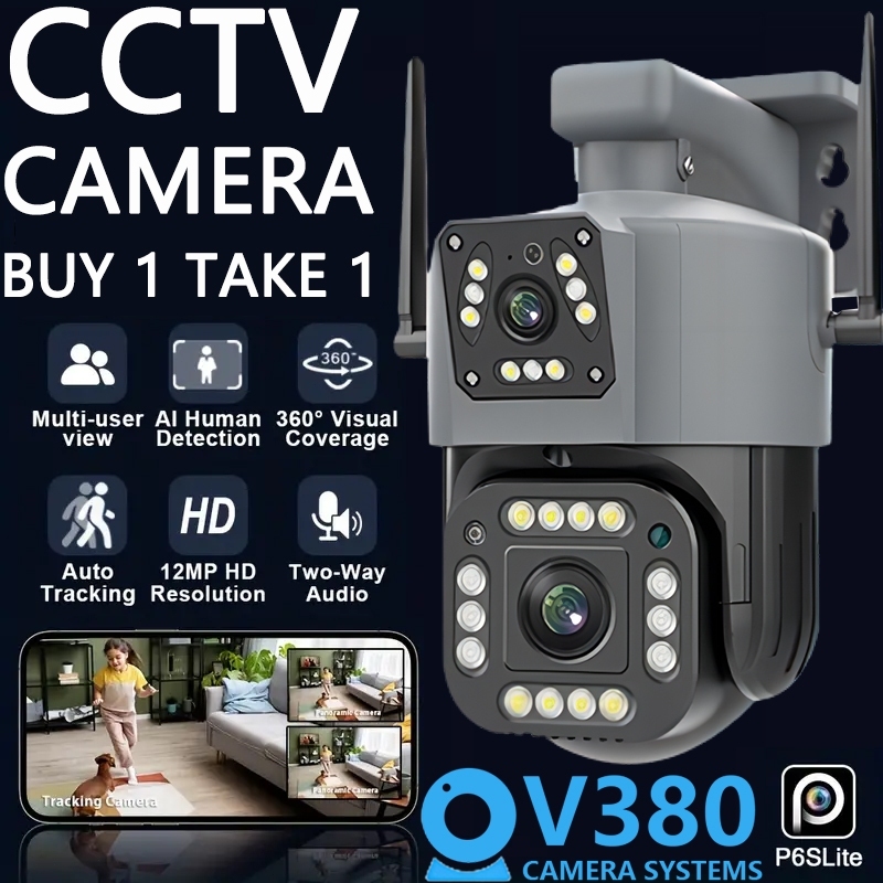 V380 PRO CCTV Camera UHD Dual Lens No WIFI Needed 12MP Outdoor Waterproof Auto Tracking Smart ...