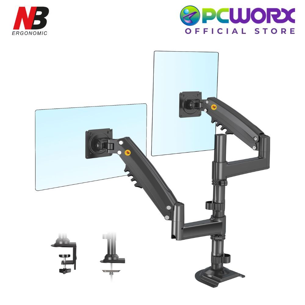 North Bayou H180 Dual Monitor Desk Mount Stand Full Motion Swivel ...