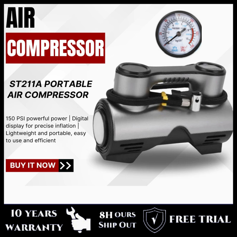 ST211A DC12V-24V Air compressor Car Tire Inflator Portable 150 PSI ...