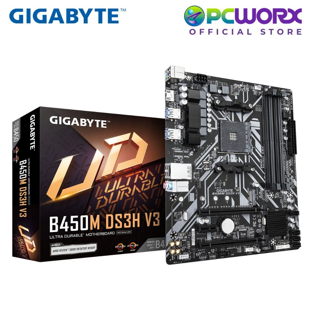 Gigabyte GA-B450M-DS3H-V3 DDR4 AM4 m-ATX Motherboard | PCIe Gen3 x4 M.2 ...