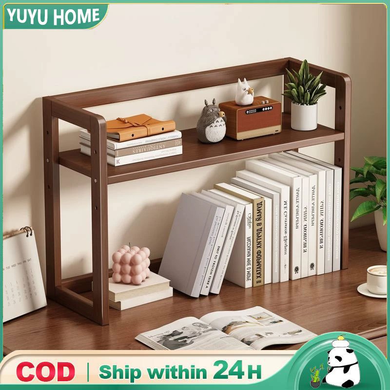 Wooden Storage Desk Rack 2-layer Rack Stand Assemble Wood Shelf Storage ...