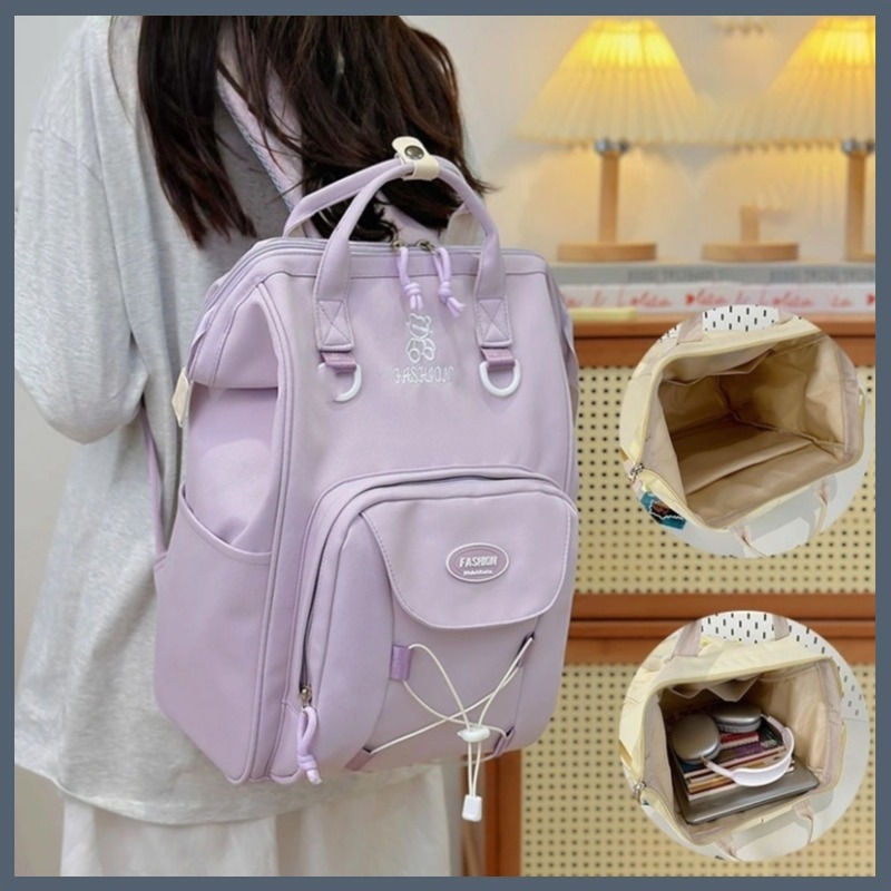 Korean backpack for women waterproof schoolbag college style Dopamine ...