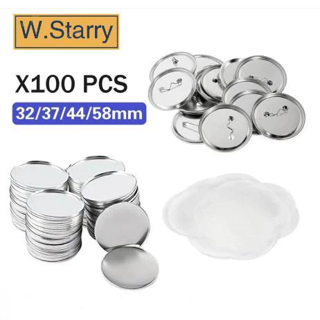 100Pcs 25/32/37/44/58mm Metal back DIY Badge Button Pins Blank Raw ...