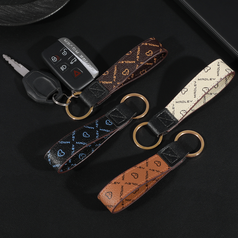 【DECORATE】 Fashion High-Quality Genuine Leather Car Keychain Retro Key ...