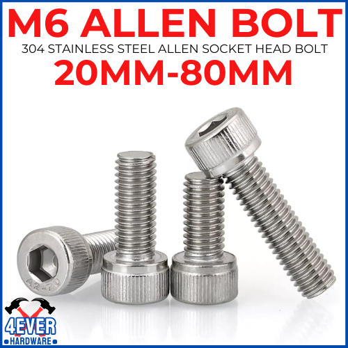 M6 Allen Socket Cap Head Screws l SS304 Stainless Steel Hex Socket Head ...