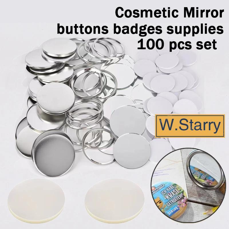 100Pcs 58mm Cosmetic Mirror Metal DIY Badge Button Blank Raw Material ...