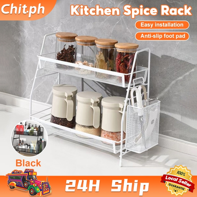 CHIT 2 Layers Kitchen Rack Condiments Spice Rack Organizer Bathroom ...