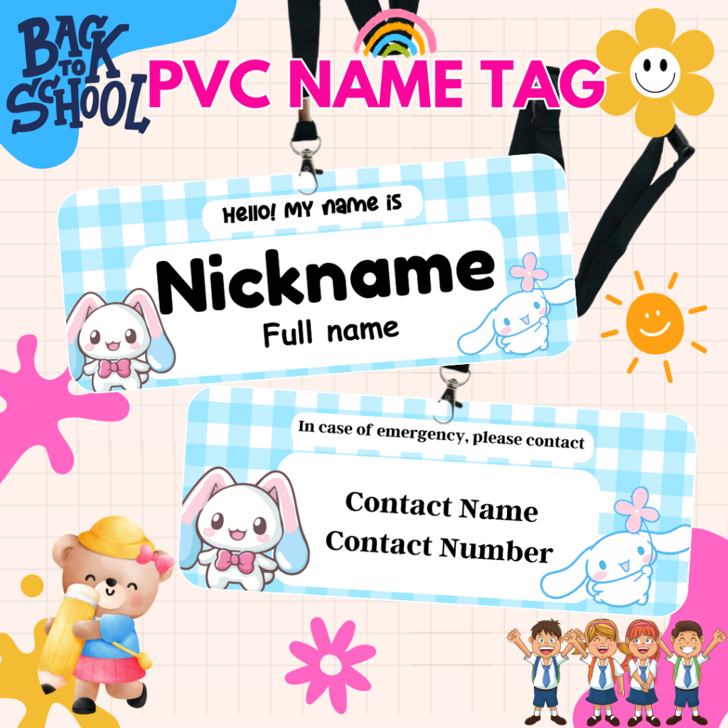 Personalized Name tag, PVC Name Tag for Kids School ID Customized NAME ...