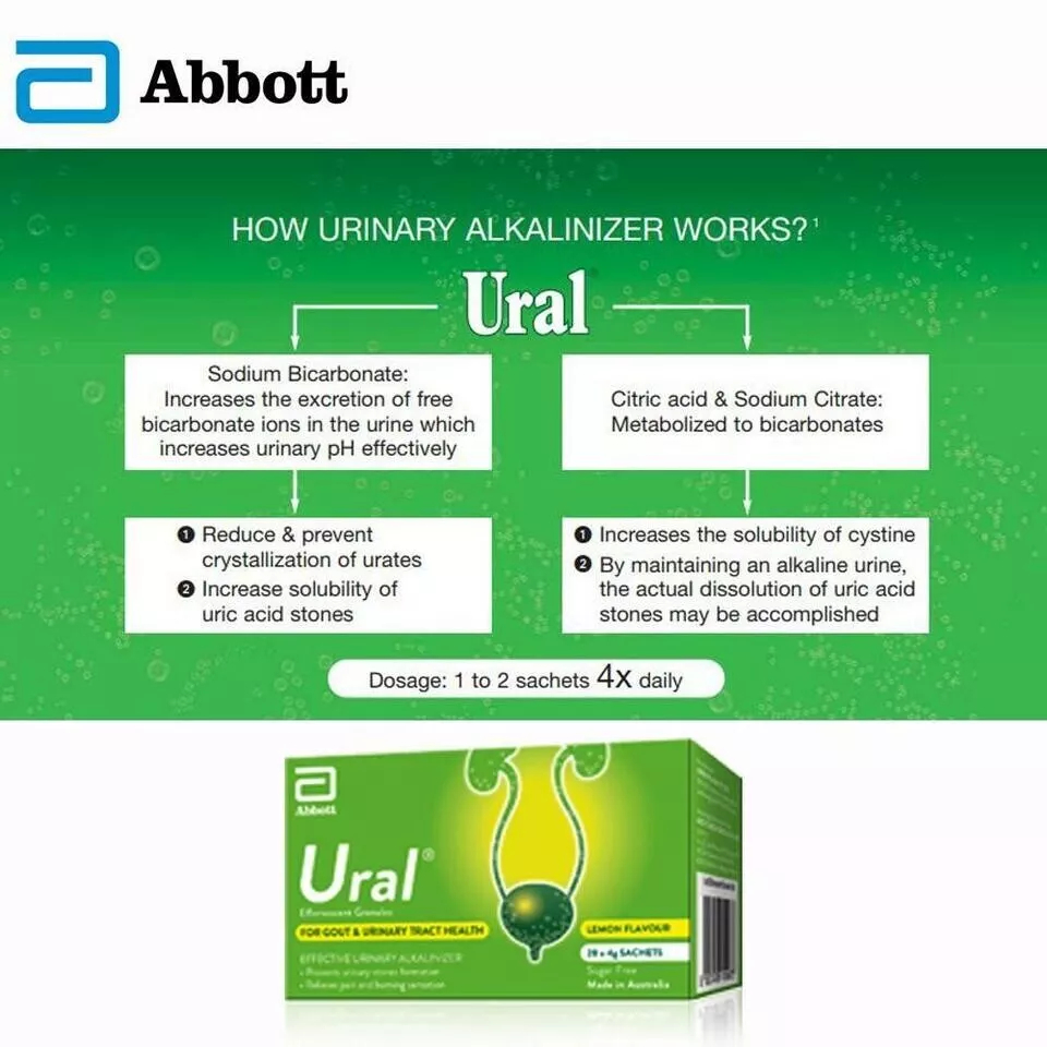 Ural Effervescent Powder Urinary Alkalizer 4g 1 Sachet Abbott | UTI ...