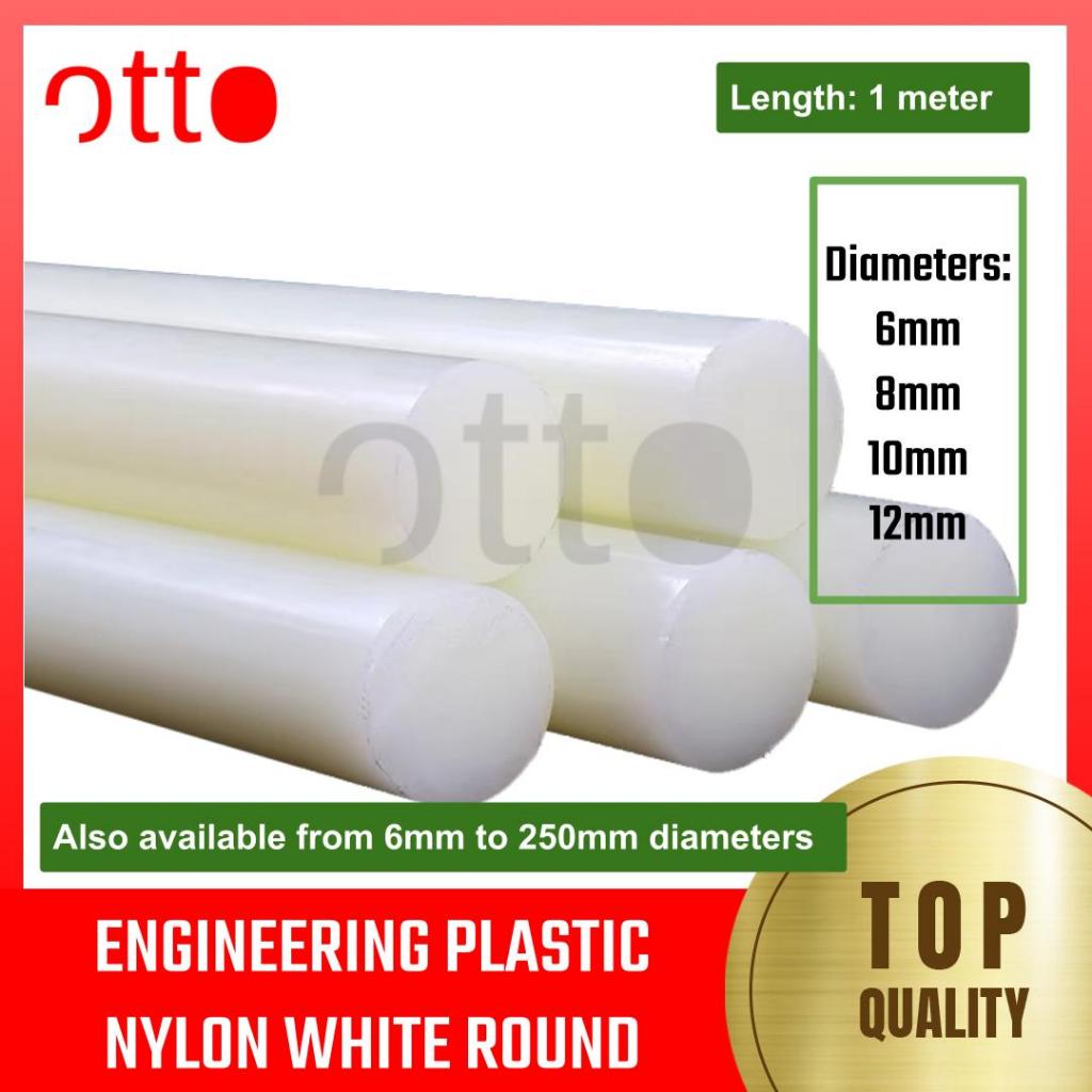 (Length: 500mm 1 meter) Nylon Engineering Plastic White Round Bar- 6mm ...