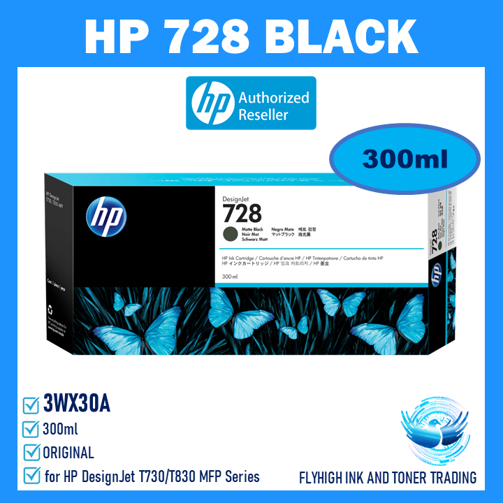 HP 728B 300ml MATTE BLACK Original Deskjet Ink Cartridge for DesignJet T730/T830 MFP Series ...