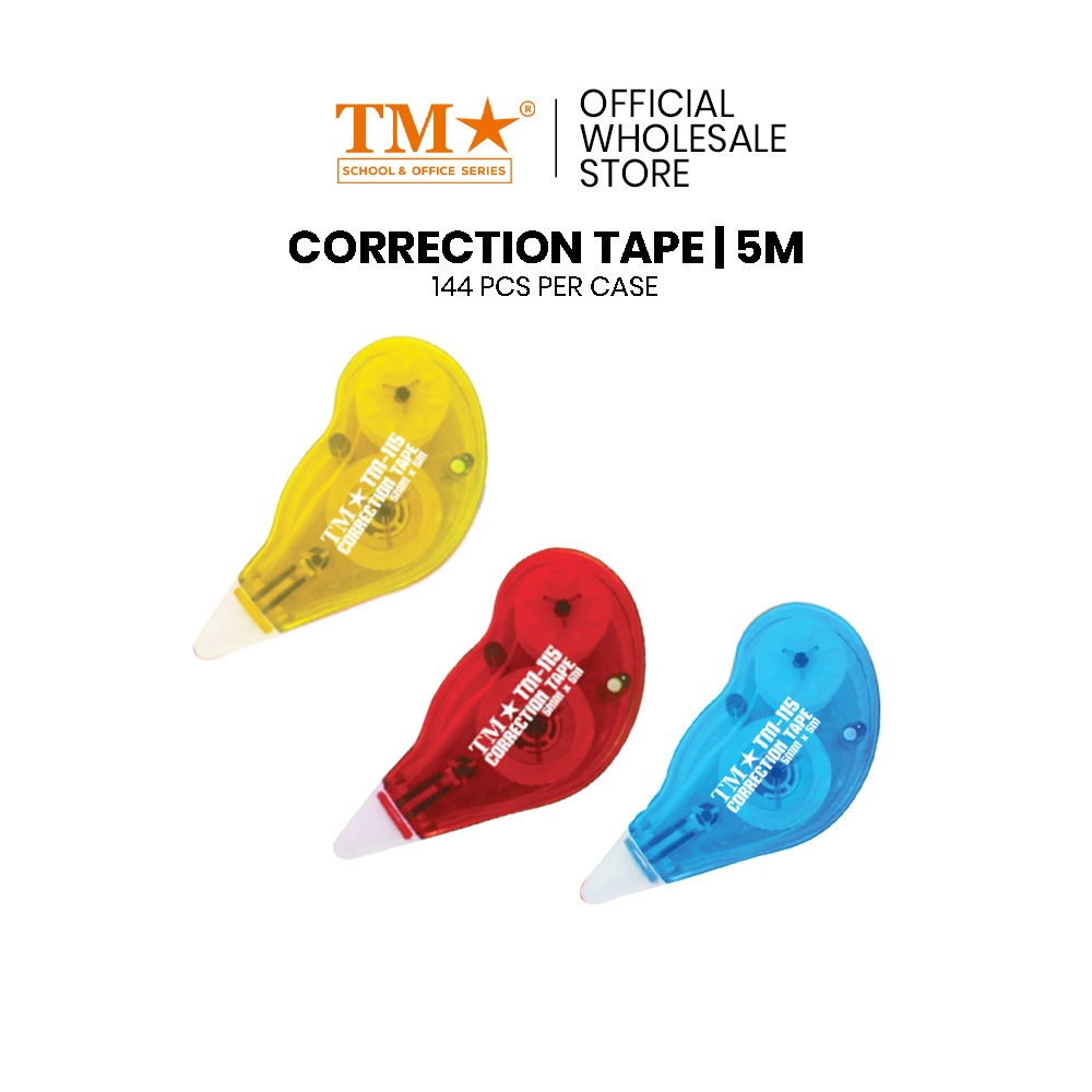TM | 144 pcs Correction Tape 5M Assorted Color (TM-115) | Shopee ...