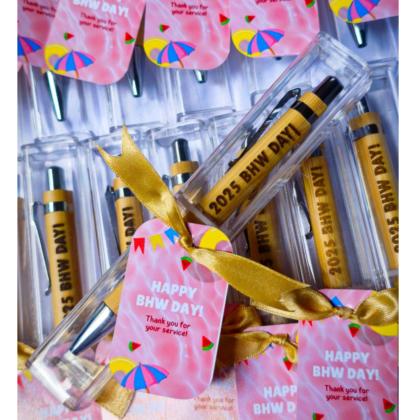 Customized Engrave W/ TAGS & RIBBONS Personalized Name & Logo Bamboo ...