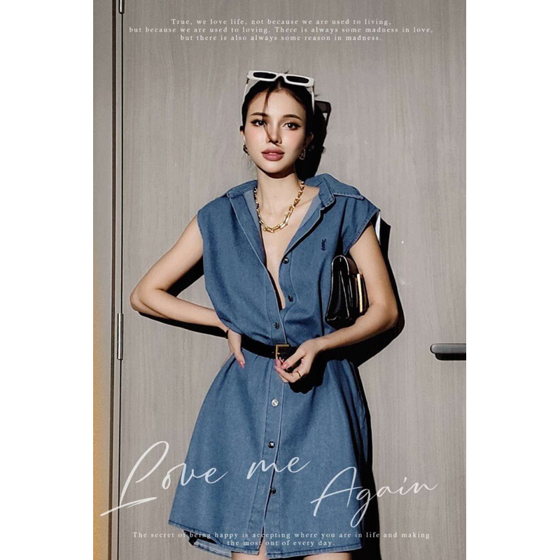 DENIM DRESS WITH BELT INCLUDED l WEAR BEB | Shopee Philippines