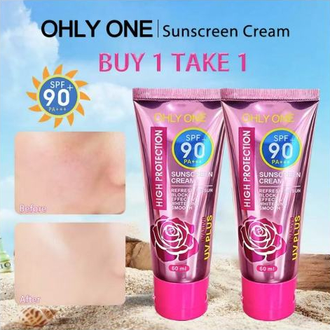 BUY 1 TAKE 1 OHLY ONE Sunscreen Cream spf 90+ high protection UV PLUS 60ml Skincare Facial Skin ...