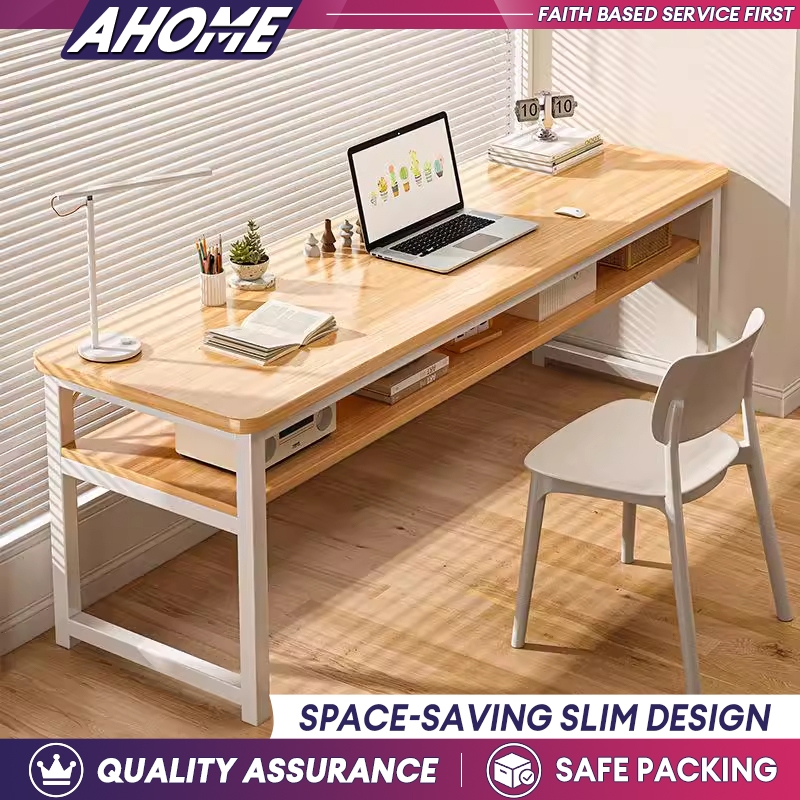 120/140/160cm 2 layers Table Writing Desk Solid Wood Living Room ...