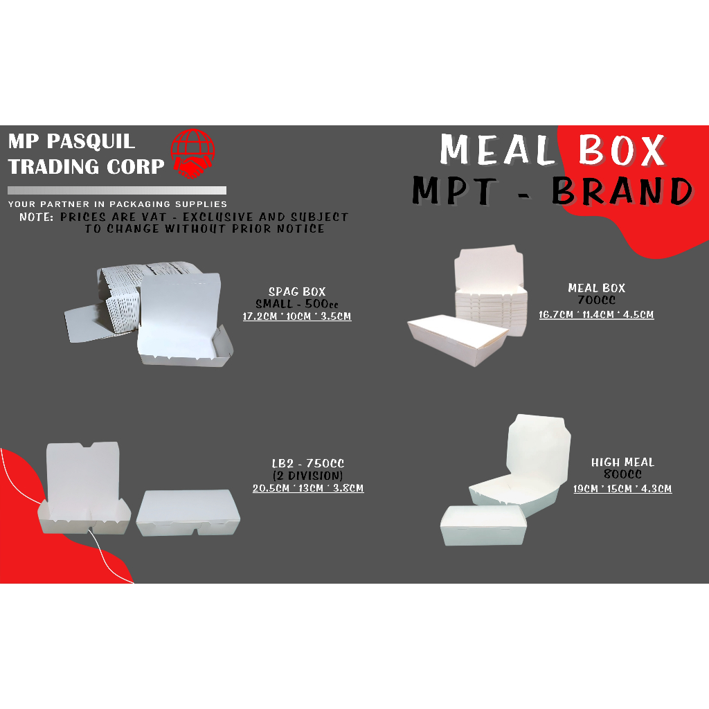 25pcs Paper Meal Box White Laminated | Spag Box Small | Spag Large | Hi ...
