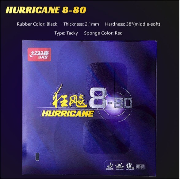 DHS Hurricane 8-80 Rubber Original Double Happiness Hurricane8 80 Table ...