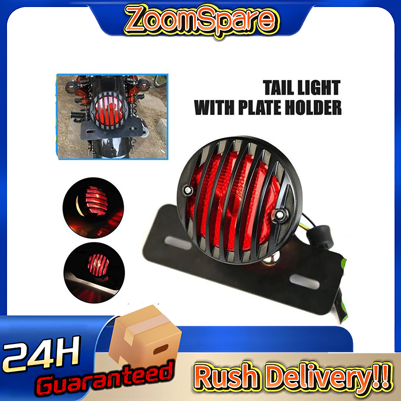 RETRO TAIL LIGHT BIG GRILL DESIGN WITH PLATE HOLDER FOR MOTORCYCLE ...