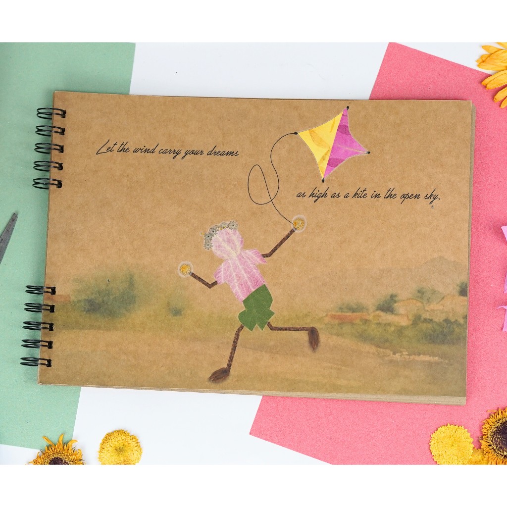 Scrapbook Kraft with Real Pressed Flower Artwork - SARANGGOLA (20 ...