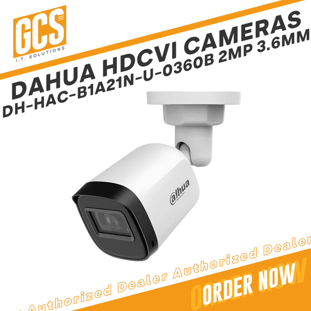 Dahua 2MP HDCVI 3.6mm DH-HAC-B1A21N-U-0360B Fixed-focal Bullet Cooper Series Analog Camera No ...
