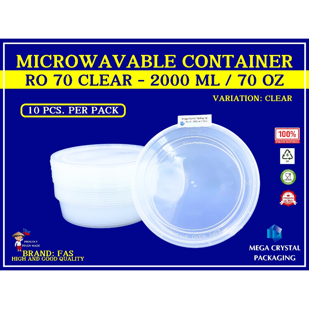 [ 10 Pcs ] Microwavable Container Round RO 70 - Round 2000 ml / 70 oz ...