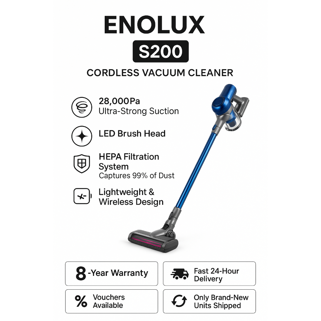 Enolux Vacuum AiRider S200 Wet & Dry Cordless Handhled vacuum | Shopee ...