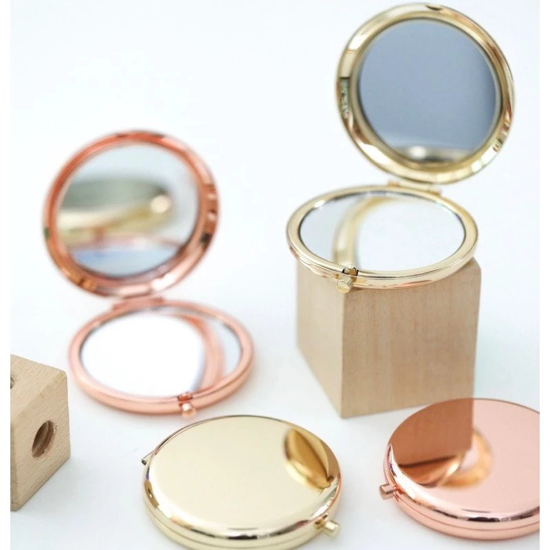 KIM Round Foldable Metal Compact Mirror Vintage Alloy Compact Portable ...