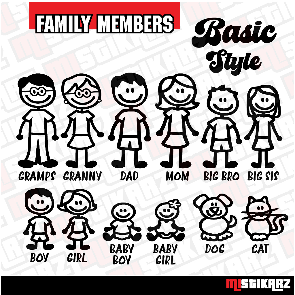 Family Members Cutout Sticker - Vinyl Waterproof Sticker | Shopee ...
