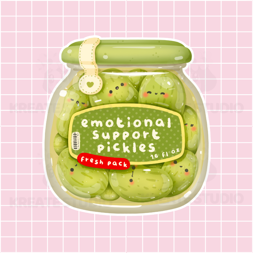 EMOTIONAL SUPPORT PICKLES STICKER | Cute Kawaii Laminated Waterproof ...