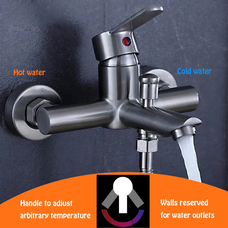 Hot And Cold Shower Set Stainless Bathroom Faucet With Shower Mixer ...