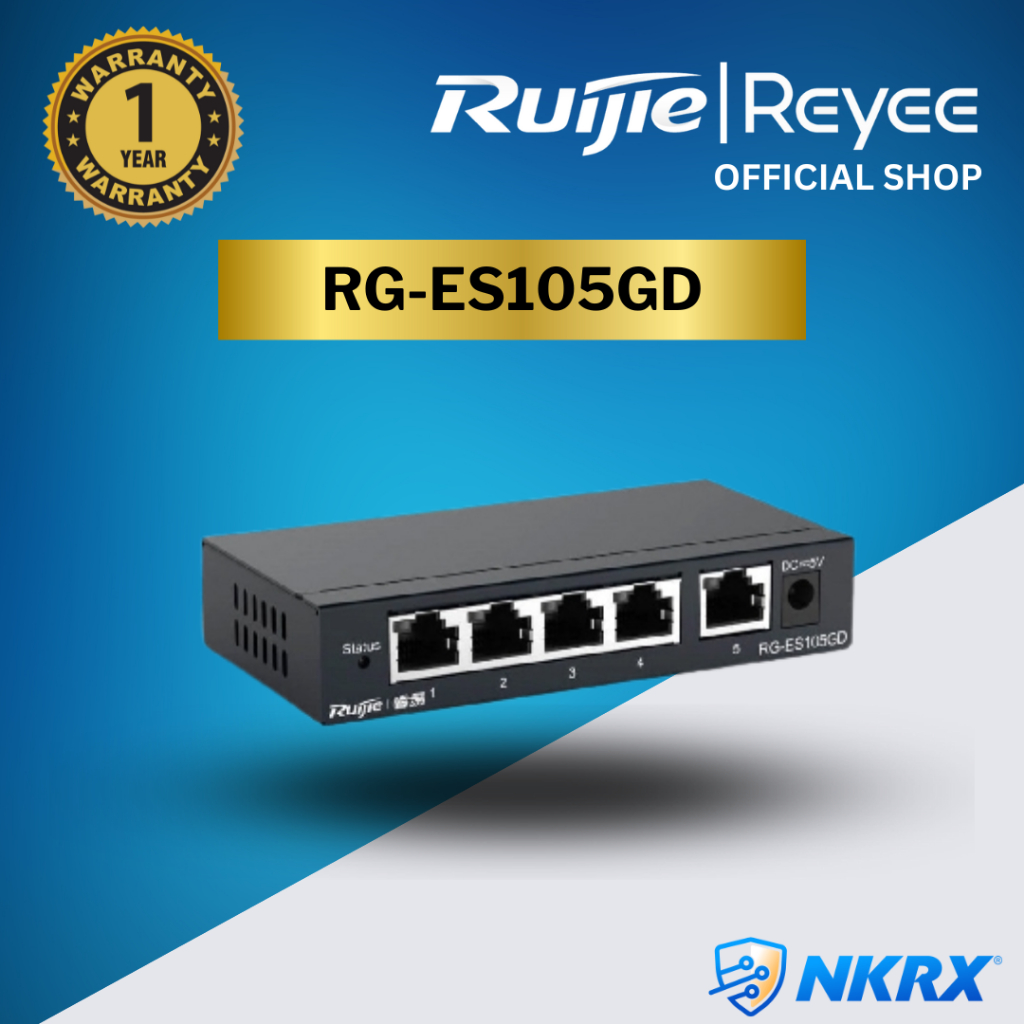 Ruijie Reyee RG-ES105GD 5-Port 10/100/1000Mbps Gigabit Unmanaged Non ...