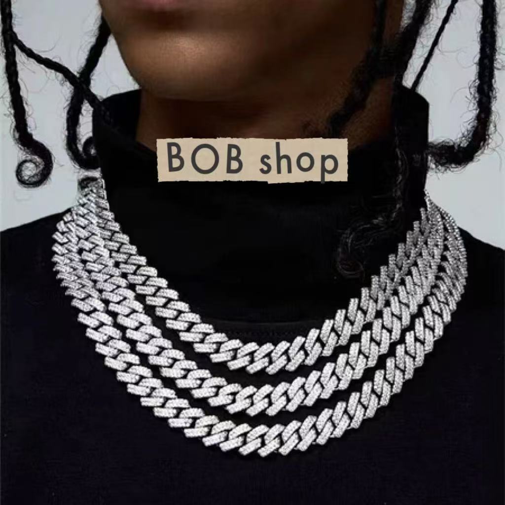 Cuban Shiny Hip Hop Rapper Chain Stainless Steel Necklace Bracelet Non ...