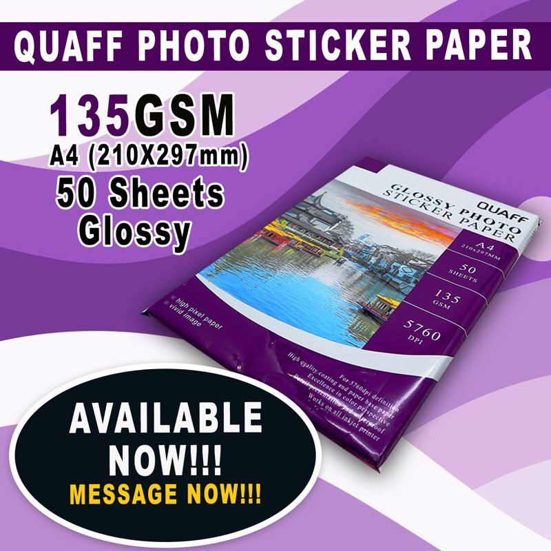 Quaff Photosticker paper 135gsm Glossy A4 size | Shopee Philippines