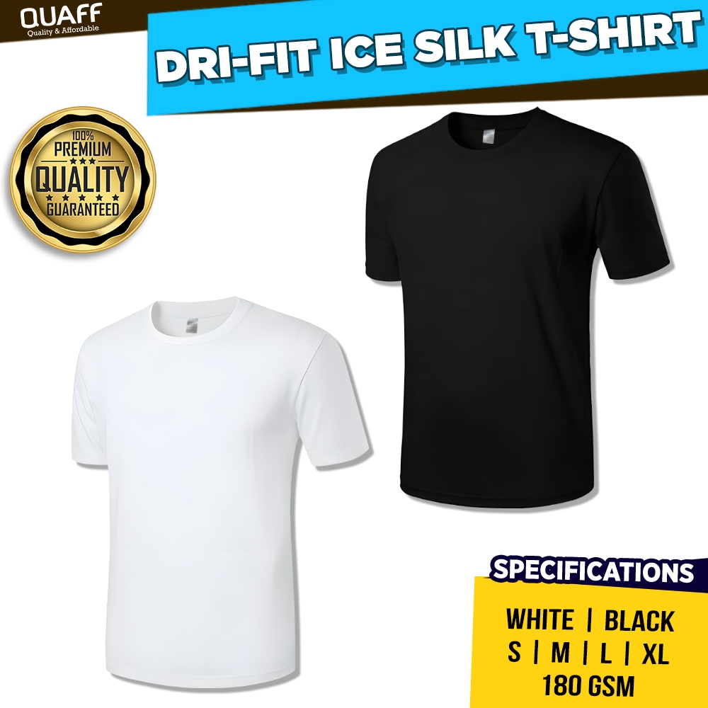 QUAFF Ice Silk Dri-Fit Tshirt 180gsm White and Black (Small | Medium ...