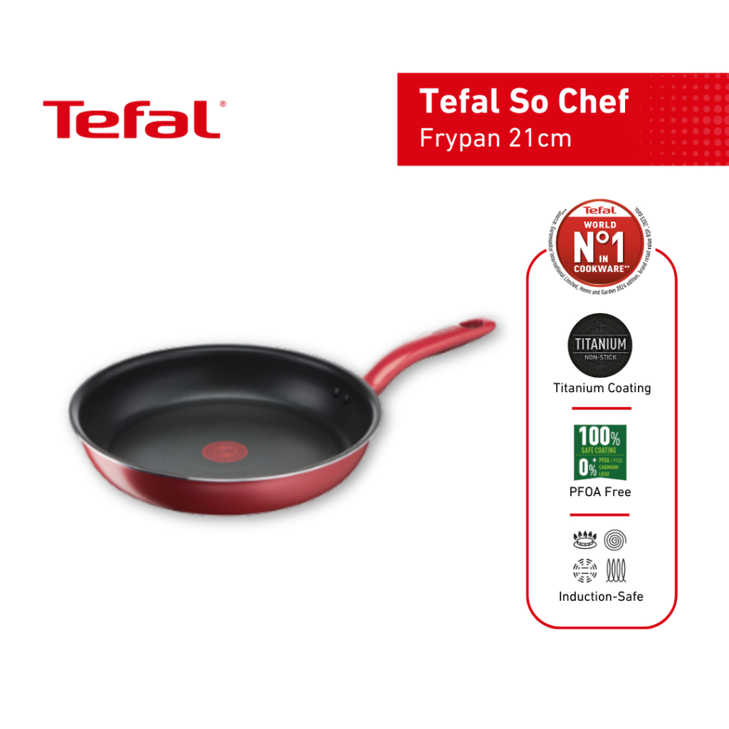 Tefal So Chef IH Frypan 21cm Non stick,No.1 Cookware*, PFOA Free, for all stoves, 16K resistant ...