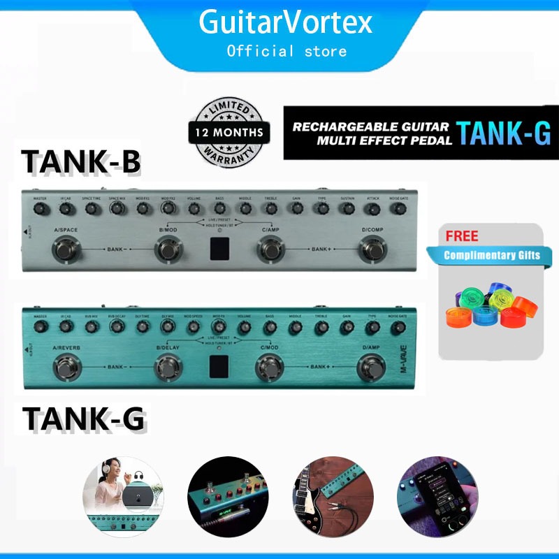 M VAVE TANK-G/B V2 Digital Multi-EffectsGuitar Pedal with Reverb, Delay ...