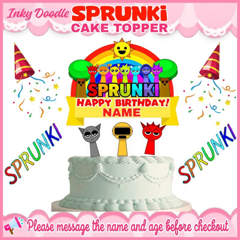 Sprunki cake topper / PRINTED/WATERPROOF/ Customized with NAME AND AGE ...