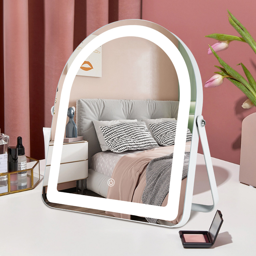 Arched LED dressing table mirror with light desktop smart three-color ...
